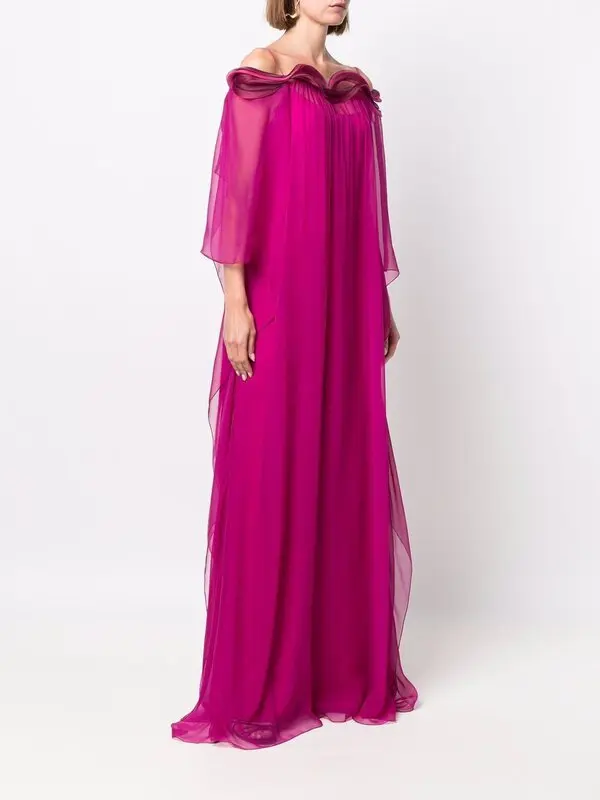Alberta Ferretti Draped-sleeves Silk Gown