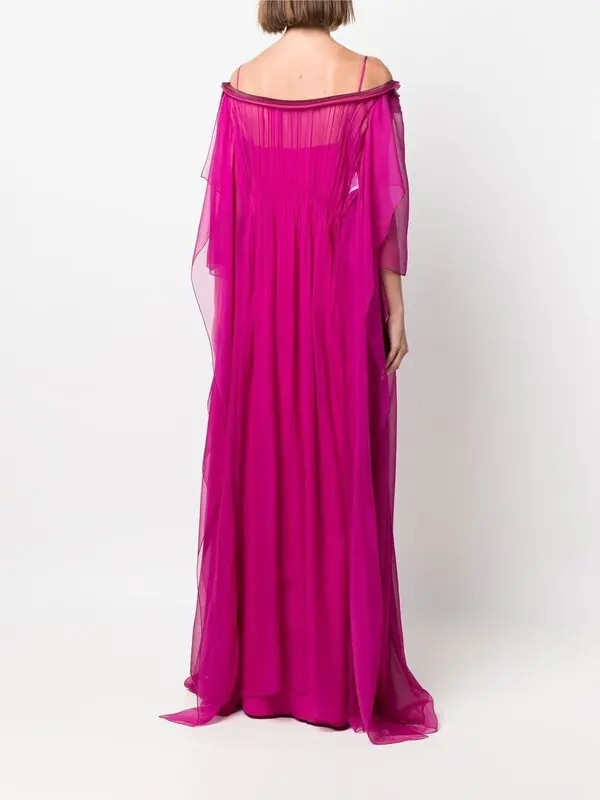 Alberta Ferretti Draped-sleeves Silk Gown
