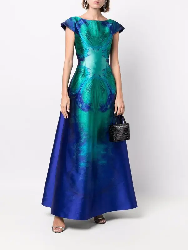 Alberta Ferretti Butterfly-print A-line Gown
