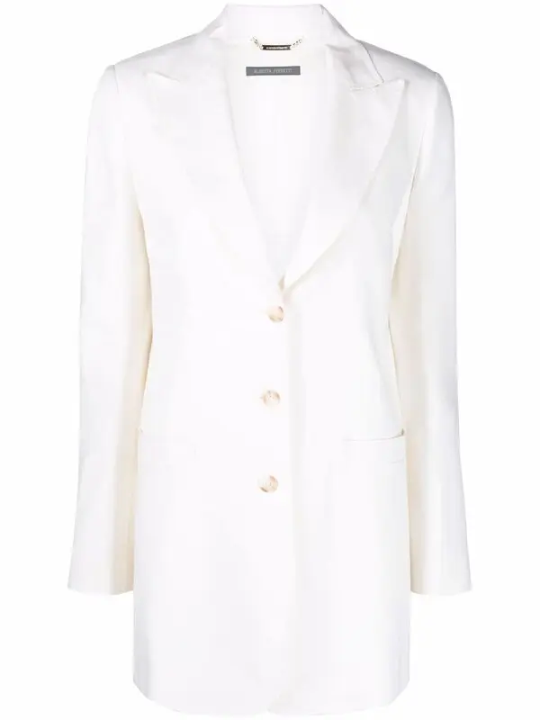 Alberta Ferretti Longline Single-breasted Blazer - White