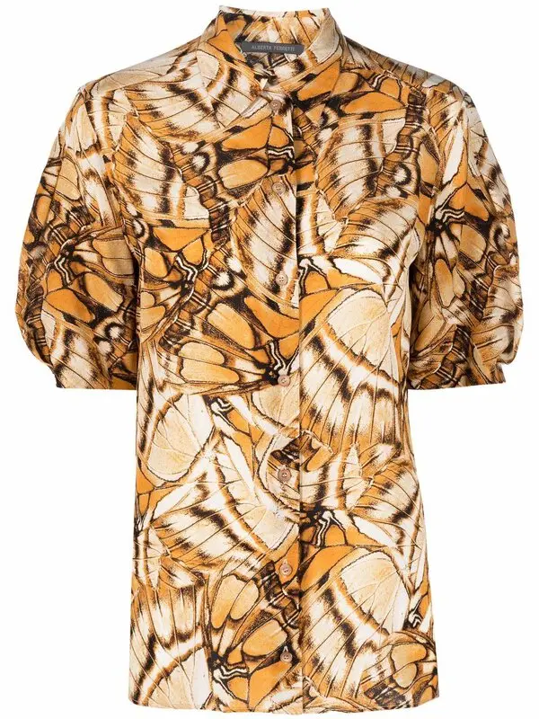 Alberta Ferretti Butterfly Print Shirt - Neutrals