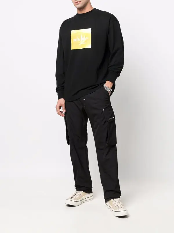 Palm Angels Leaf Print Crewneck Sweatshirt