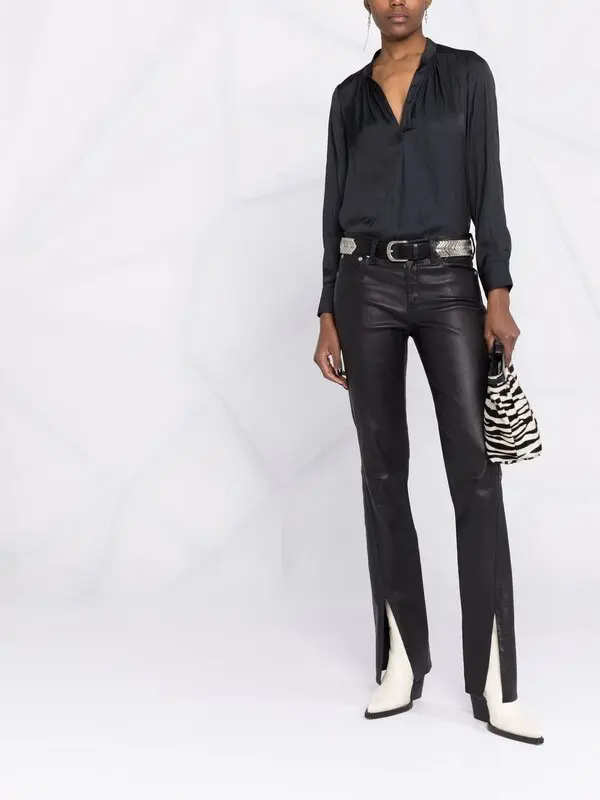 Zadig&Voltaire Satin-finish V-neck Blouse - Black
