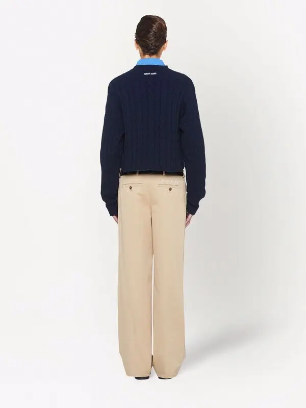 Miu Miu Cable Knit Cashmere V-neck Jumper