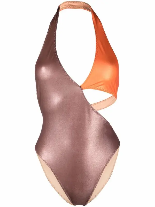 ALESSANDRO VIGILANTE Asymmetric Swimsuit - Brown