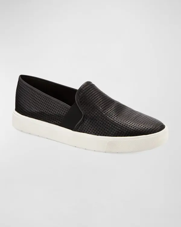 Vince Perforated Leather Slip-on Sneakers - Black