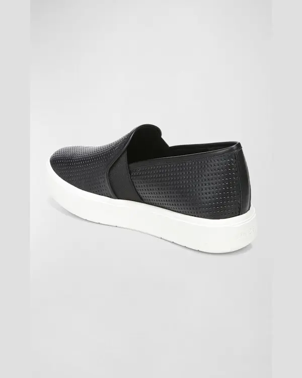 Vince Perforated Leather Slip-on Sneakers - Black