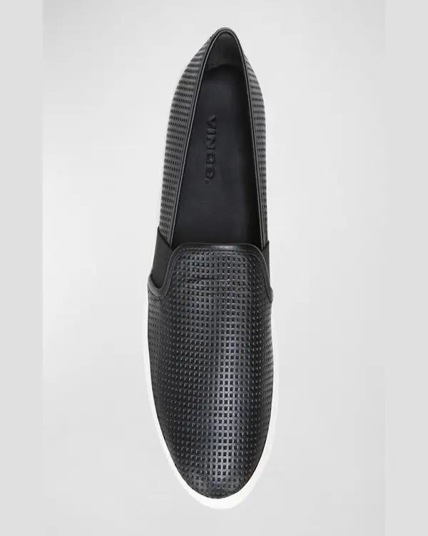 Vince Perforated Leather Slip-on Sneakers - Black