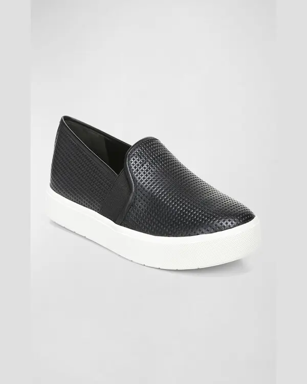 Vince Perforated Leather Slip-on Sneakers - Black
