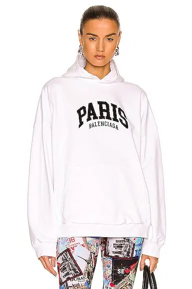 Balenciaga Wide Fit Hoodie In White