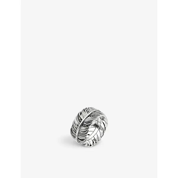 THOMAS SABO Feather Sterling Silver Ring - Black