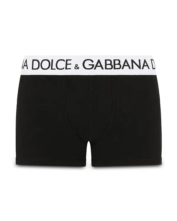 Dolce & Gabbana Cotton Blend Logo Waistband Boxer Briefs - Black
