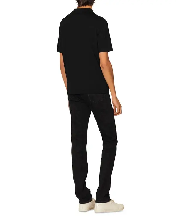 Sandro Knitted Polo Shirt With Zip Collar - Black