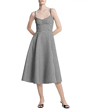 Michael Kors Gingham Fit & Flare Dress - Black/Optic White | Editorialist