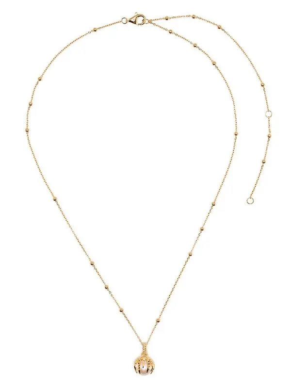 KASUN LONDON Dragon Pearl Pendant Necklace - Gold