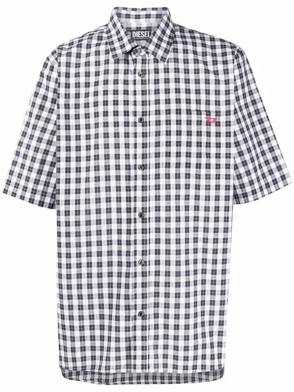 DIESEL® Gingham-print Short-sleeve Shirt - White