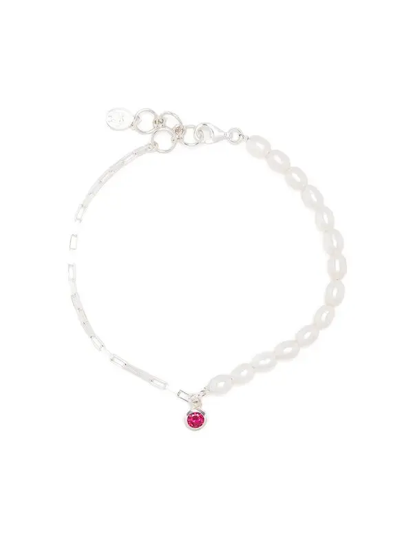 DOWER & HALL Luna Pearl Garnet Bracelet - Silver
