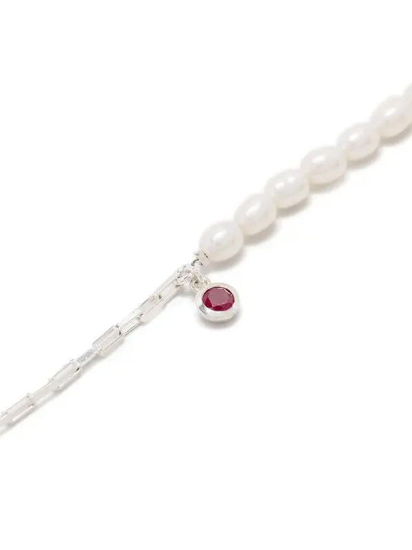 DOWER & HALL Luna Pearl Garnet Bracelet - Silver