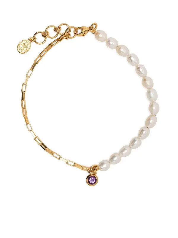 DOWER & HALL Luna Amethyst-drop Pearl Bracelet - Gold