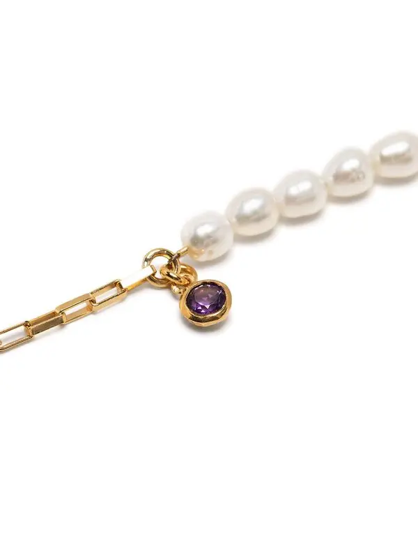 DOWER & HALL Luna Amethyst-drop Pearl Bracelet - Gold