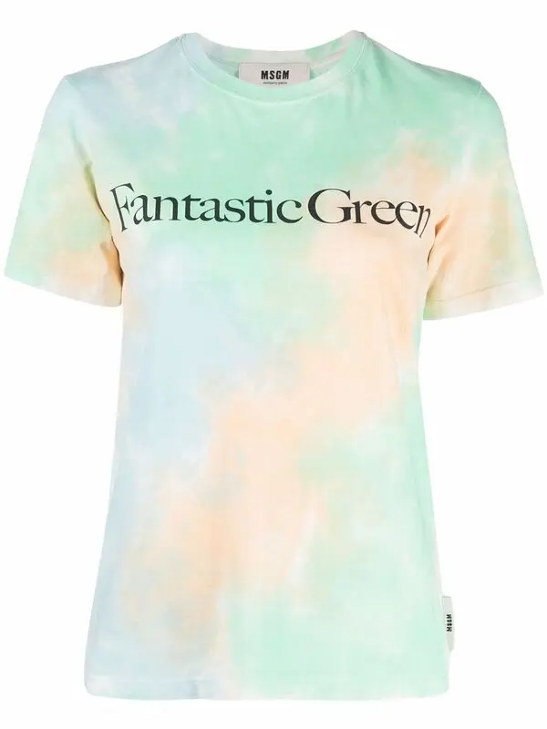 MSGM Slogan-print Cotton T-shirt - Green
