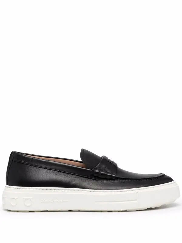 FERRAGAMO Gancini Platform Leather Loafers