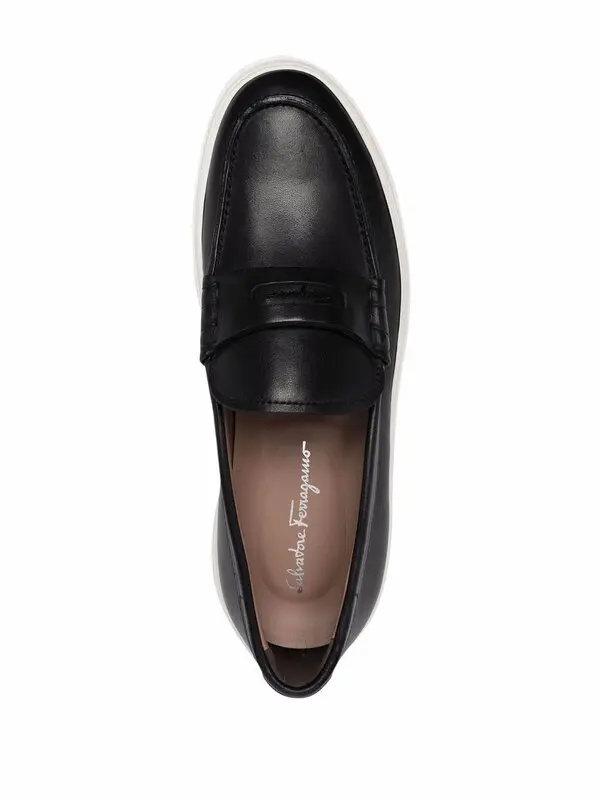 FERRAGAMO Gancini Platform Leather Loafers