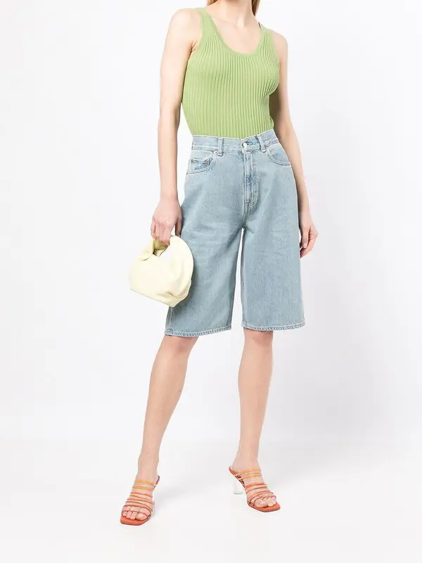 TU ES MON TRESOR High-rise Bermuda Denim Shorts