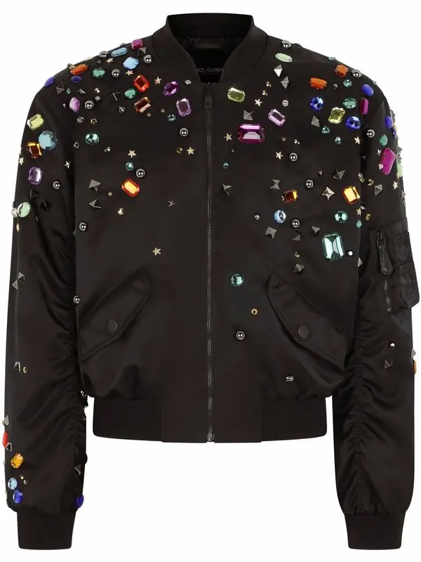Dolce & Gabbana Embellished Bomber Jacket - Black