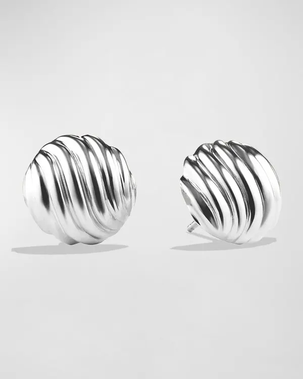 David Yurman 14mm Sculpted Cable Earrings - Sterling Silver