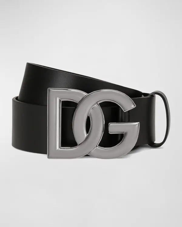 Dolce & Gabbana Dg-logo Leather Belt - Black