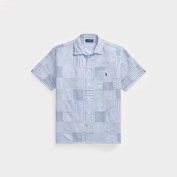 Ralph Lauren Classic Fit Patchwork Seersucker Shirt - Patchwork Blues