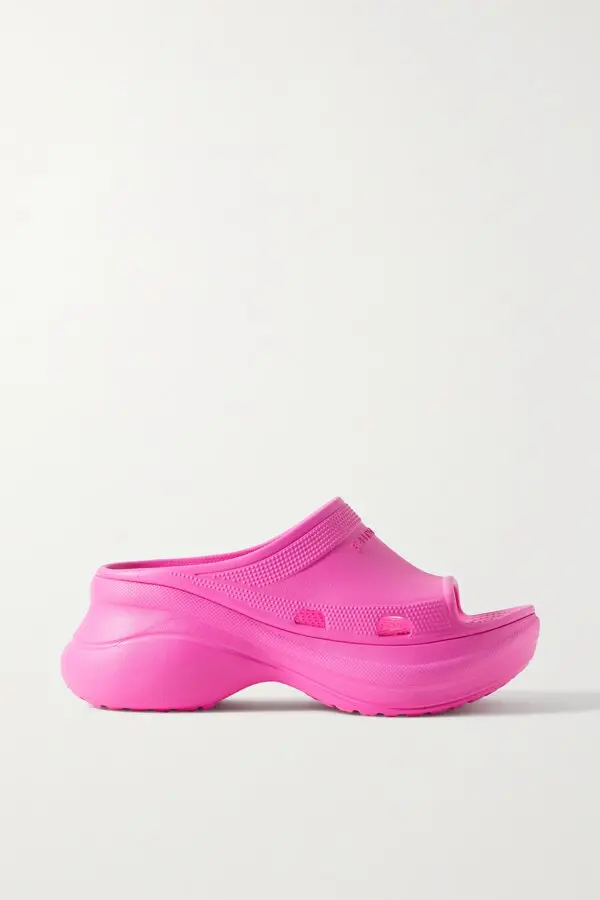 Balenciaga Crocs Pool Perforated Rubber Slides - Pink