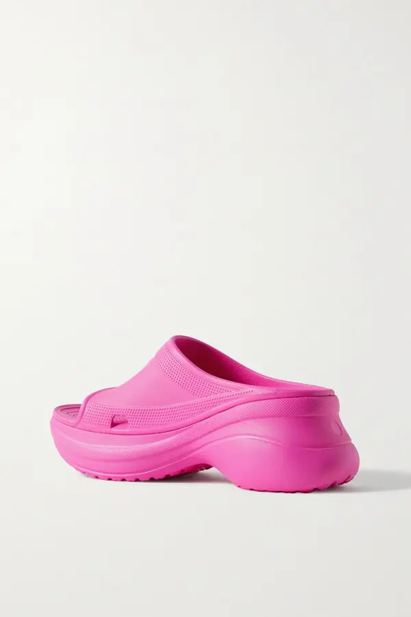 Balenciaga Crocs Pool Perforated Rubber Slides - Pink