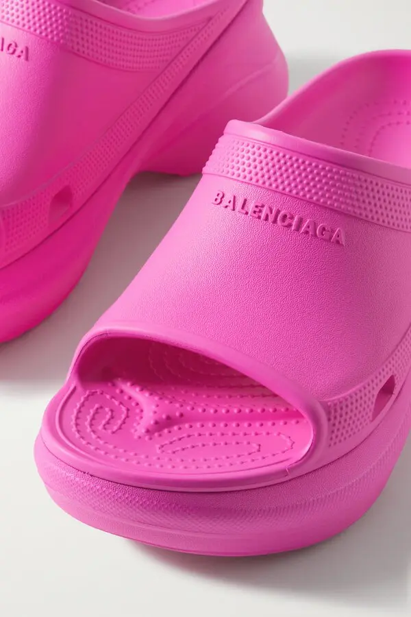 Balenciaga Crocs Pool Perforated Rubber Slides - Pink