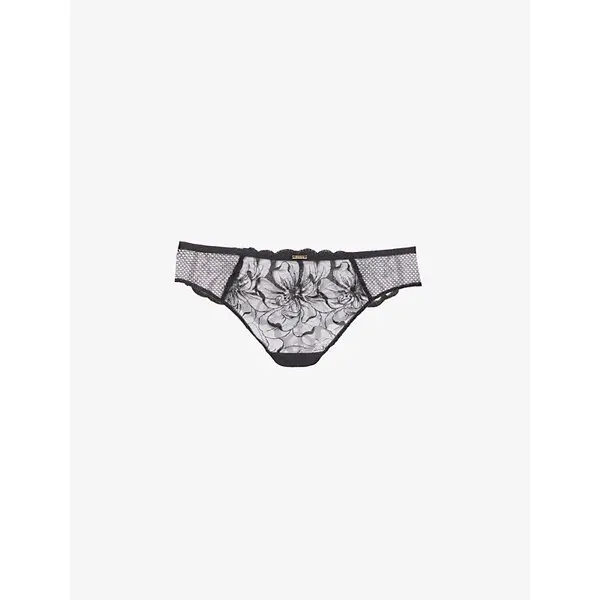 Chantelle Fleurs Tanga Embroidered Briefs - 011 Black