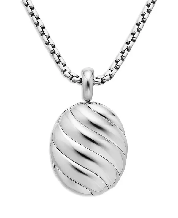 David Yurman Sculptured Oval Locket Amulet Pendant - Silver