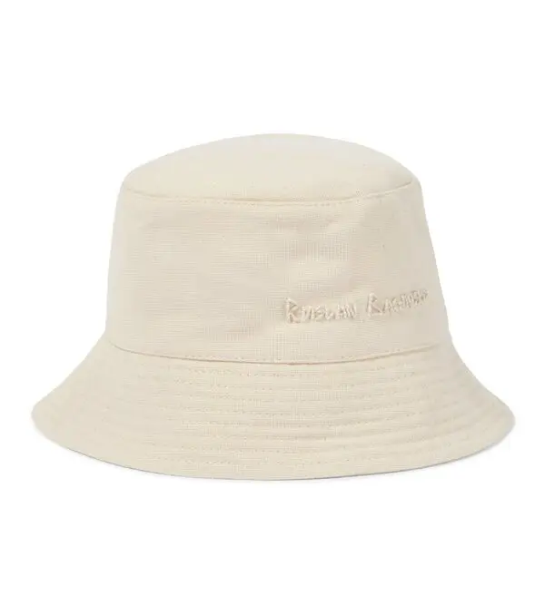 Ruslan Baginskiy Logo Cotton Canvas Bucket Hat - White