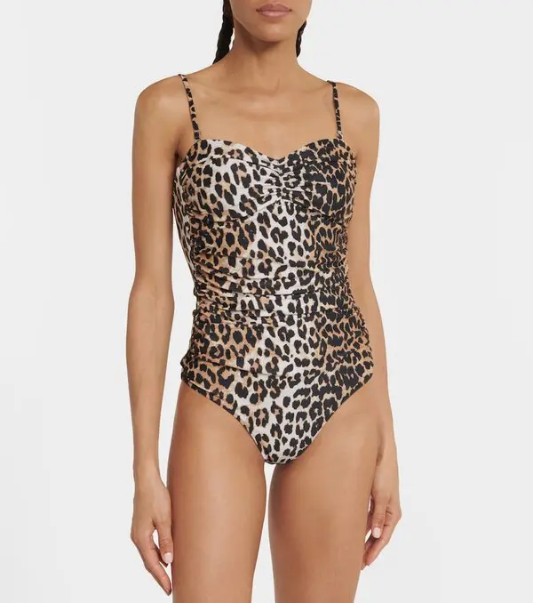 GANNI Leopard-print Swimsuit
