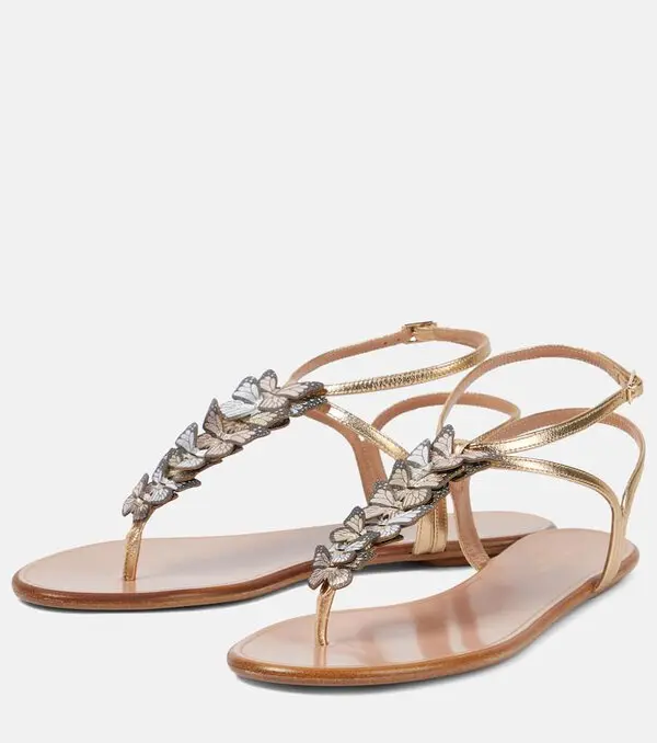 AQUAZZURA Papillon Leather Thong Sandals