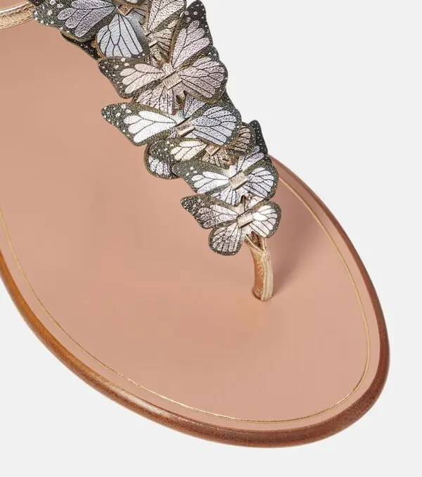 AQUAZZURA Papillon Leather Thong Sandals