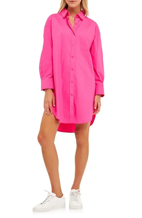 English Factory Classic Collared Shirtdress - Fuchsia