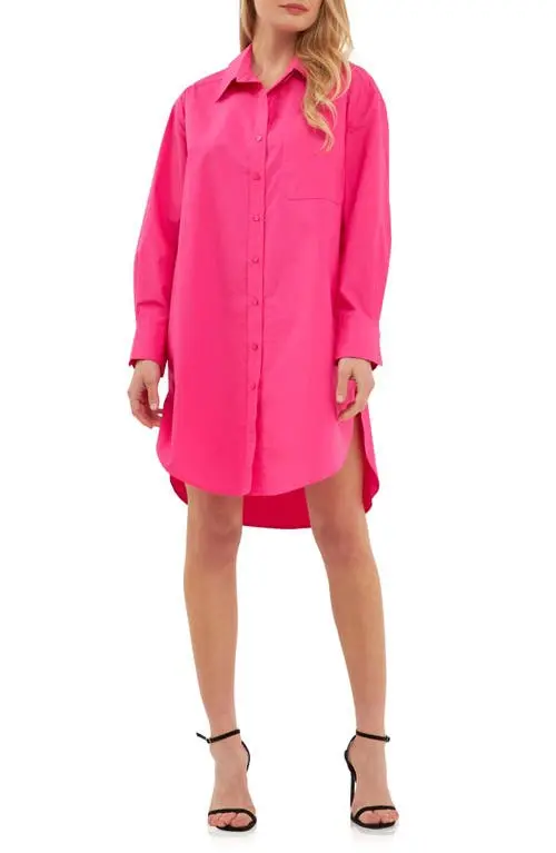 English Factory Classic Collared Shirtdress - Fuchsia