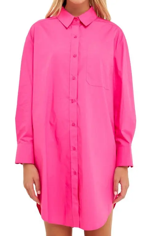 English Factory Classic Collared Shirtdress - Fuchsia