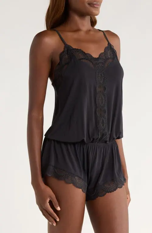 Eberjey Marry Me Dreamer Jersey Knit Teddy Romper - Black