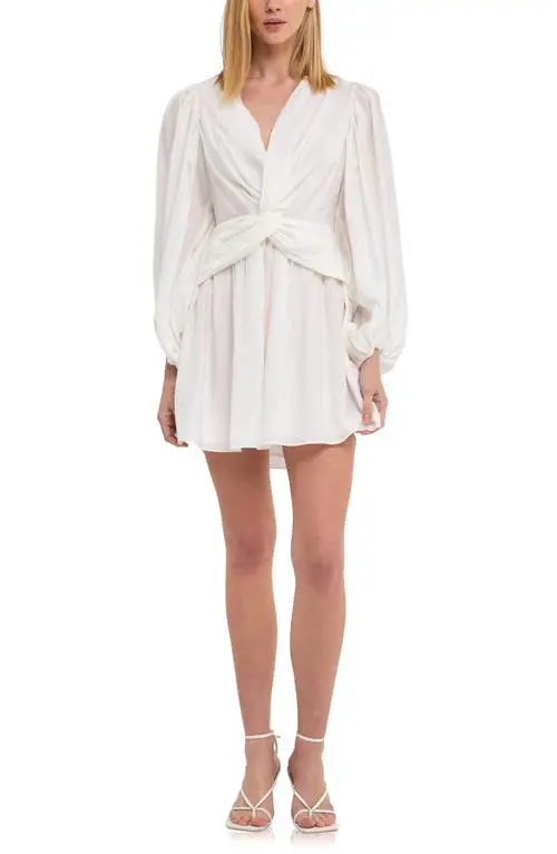 Endless Rose Twist Front Drape Long Sleeve Minidress