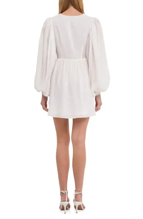 Endless Rose Twist Front Drape Long Sleeve Minidress