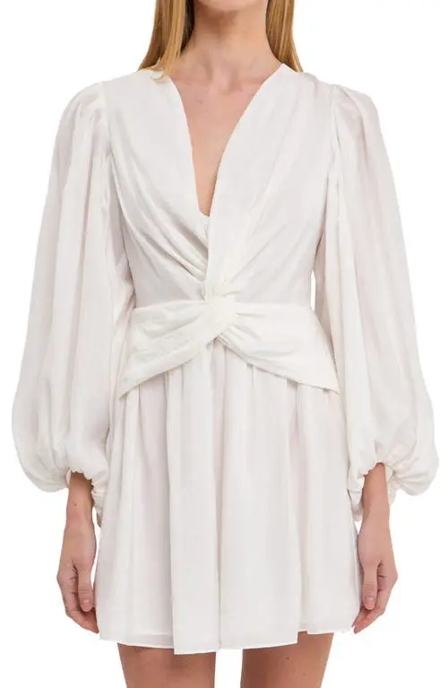 Endless Rose Twist Front Drape Long Sleeve Minidress