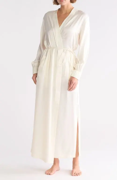 Lunya Washable Silk Long Robe - Tranquil White