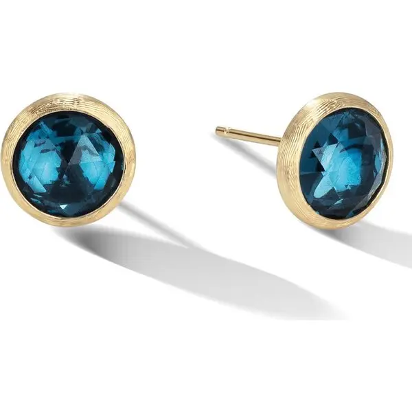 Marco Bicego Jaipur Semiprecious Stone Stud Earrings - Yellow Gold/blue Topaz